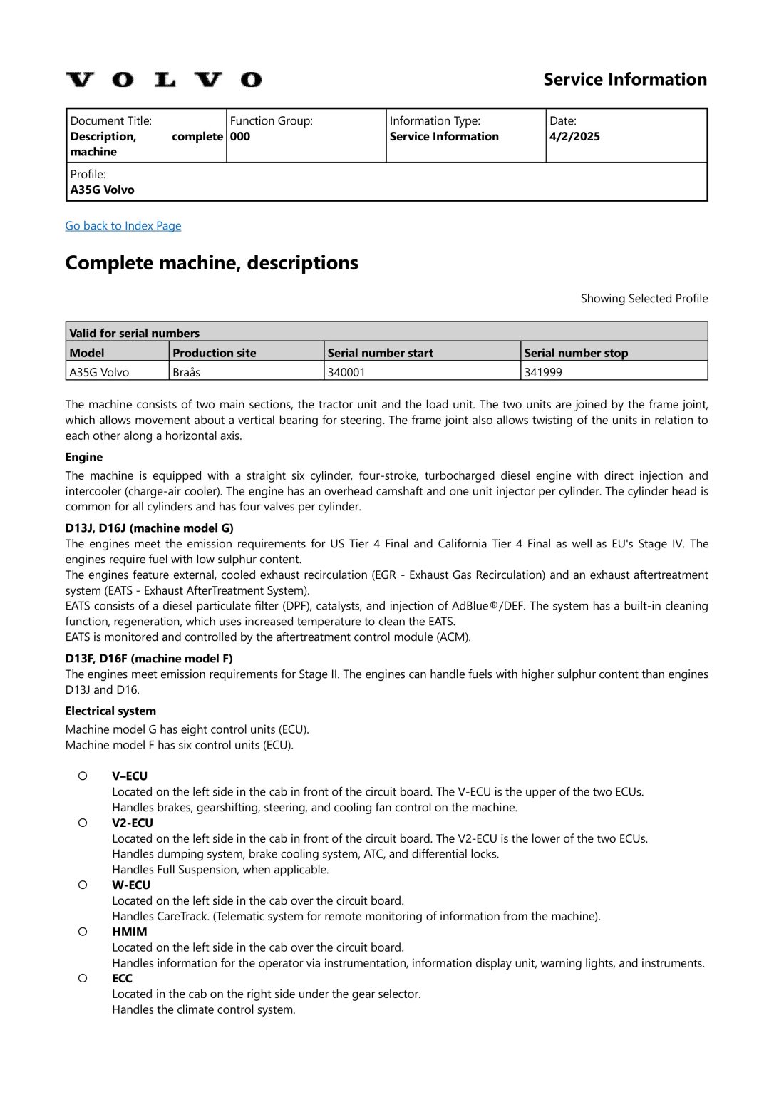 Volvo A35G Articulated Haulers Service Repair Manual | A Repair Manual ...