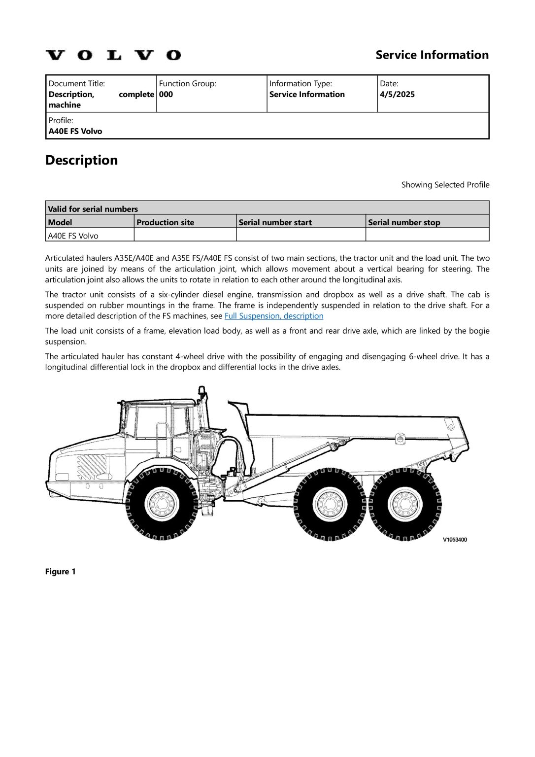 Volvo A40E FS Articulated Haulers Service Manual | A Repair Manual Store