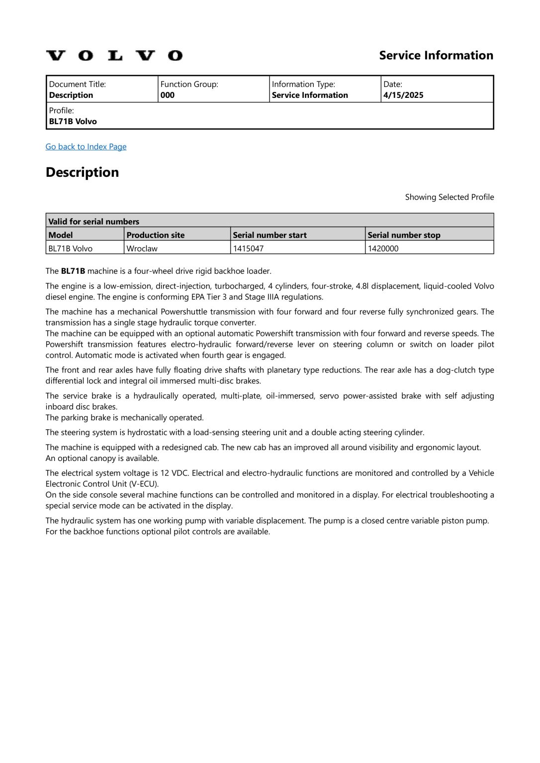 Volvo BL71B Backhoe Loaders Service Manual | A Repair Manual Store
