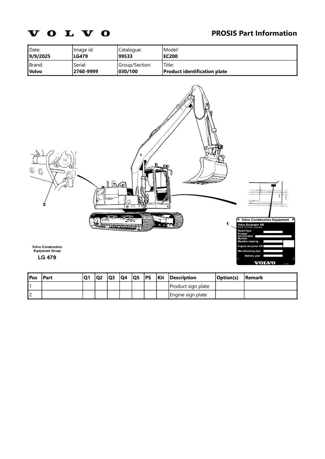 Volvo EC200 Excavators Part Manual | A Repair Manual Store